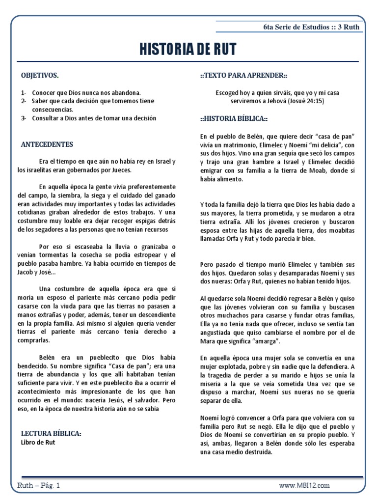 6ta Serie de Estudios - 3 Rut | PDF | Libro de rut | Noemí (figura bíblica)