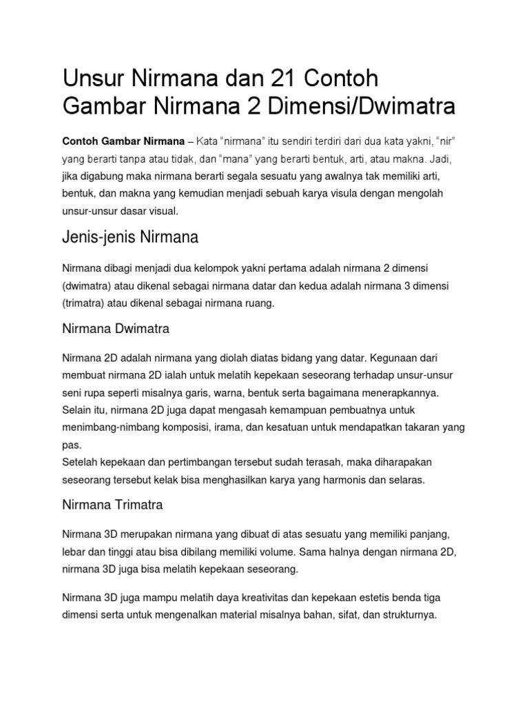 Unsur Nirmana Dan 21 Contoh Gambar Nirmana 2 Dimensi | PDF