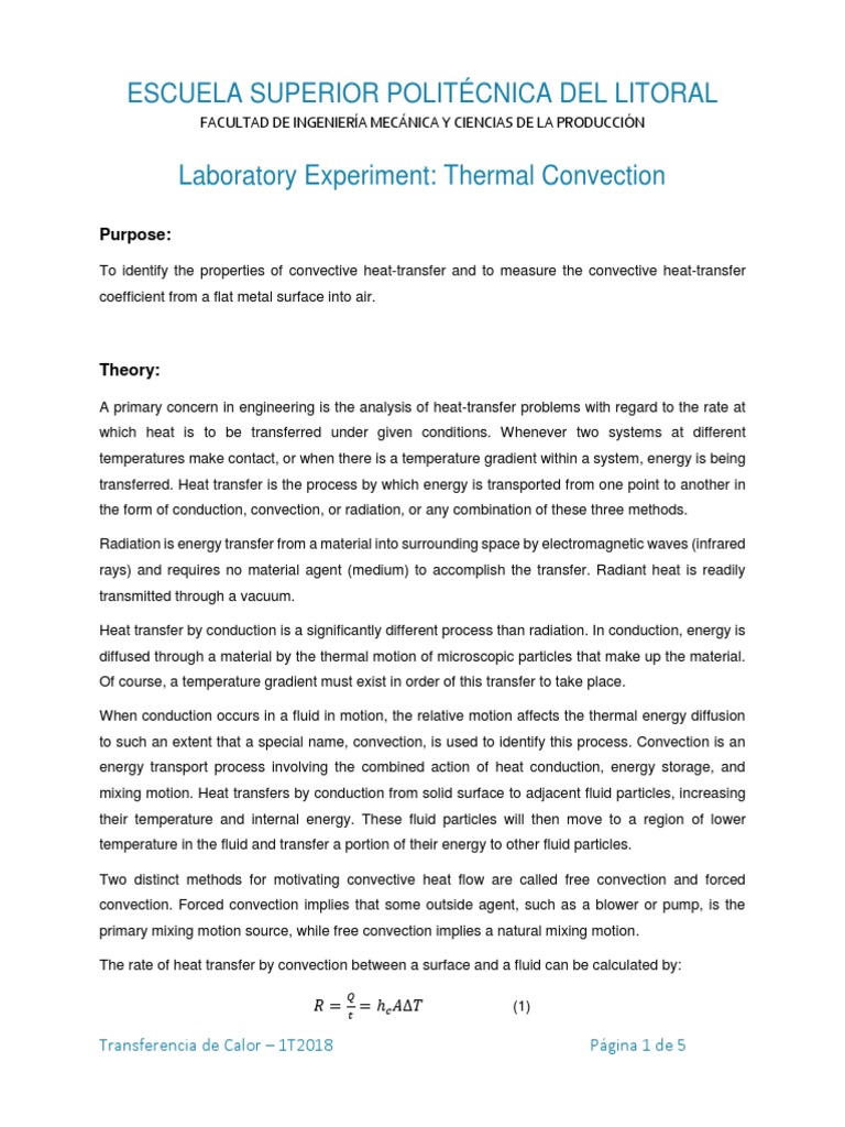 Thermal Convection Lab Experiment | PDF | Thermal Conduction | Heat ...