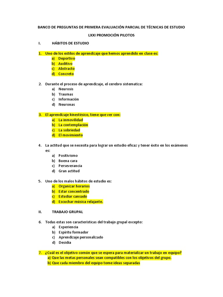 Banco de Preguntas Completo | PDF | Memoria | Neurociencia
