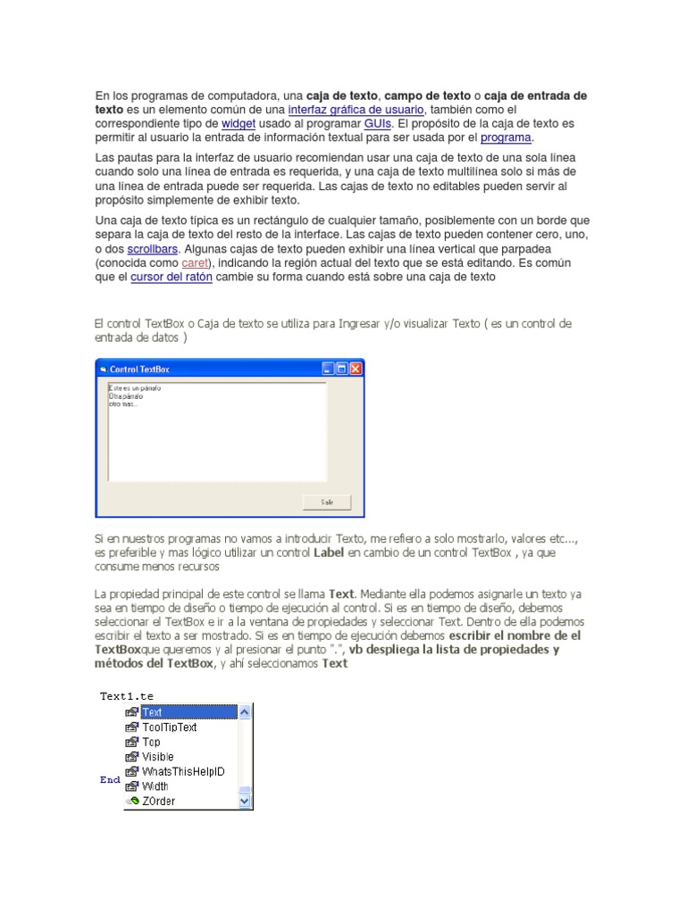 Cajas de Texto | PDF | Programación de computadoras | Ingeniería ...