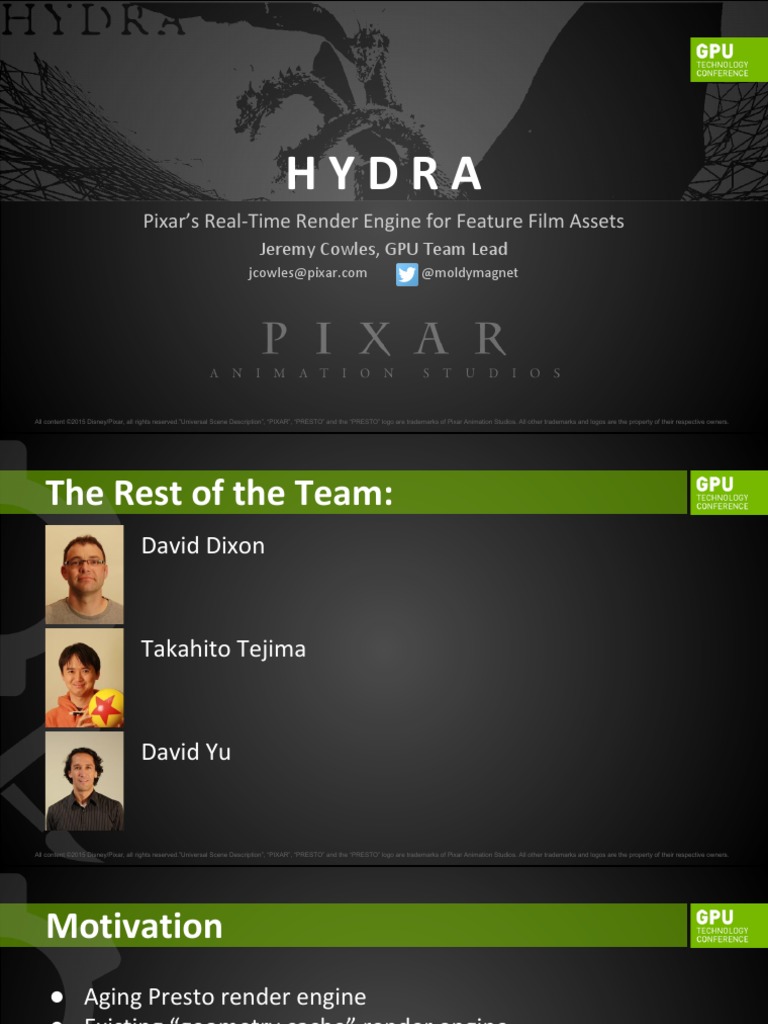 Hydra Pixar Presentation S5327-Jeremy-Cowles | PDF | Pixar | Animation