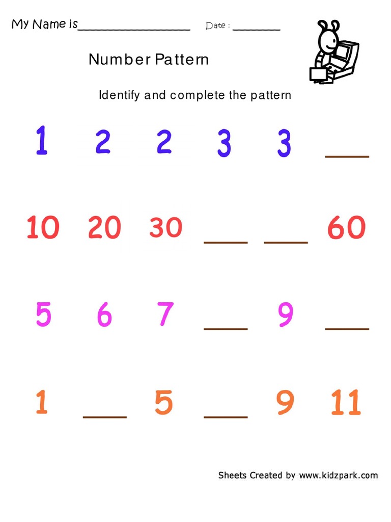 Number Pattern Completion Exercise | PDF