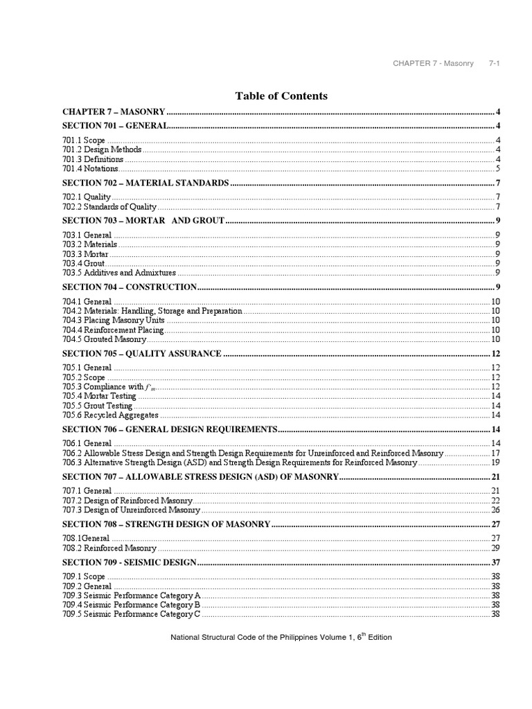 NSCP 2010 v1 Chapter 7 - Masonry - Final Draft | PDF | Masonry | Mortar ...