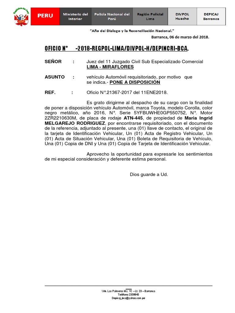Oficio Juzgado Comercial Oficio Juzgado Comercial