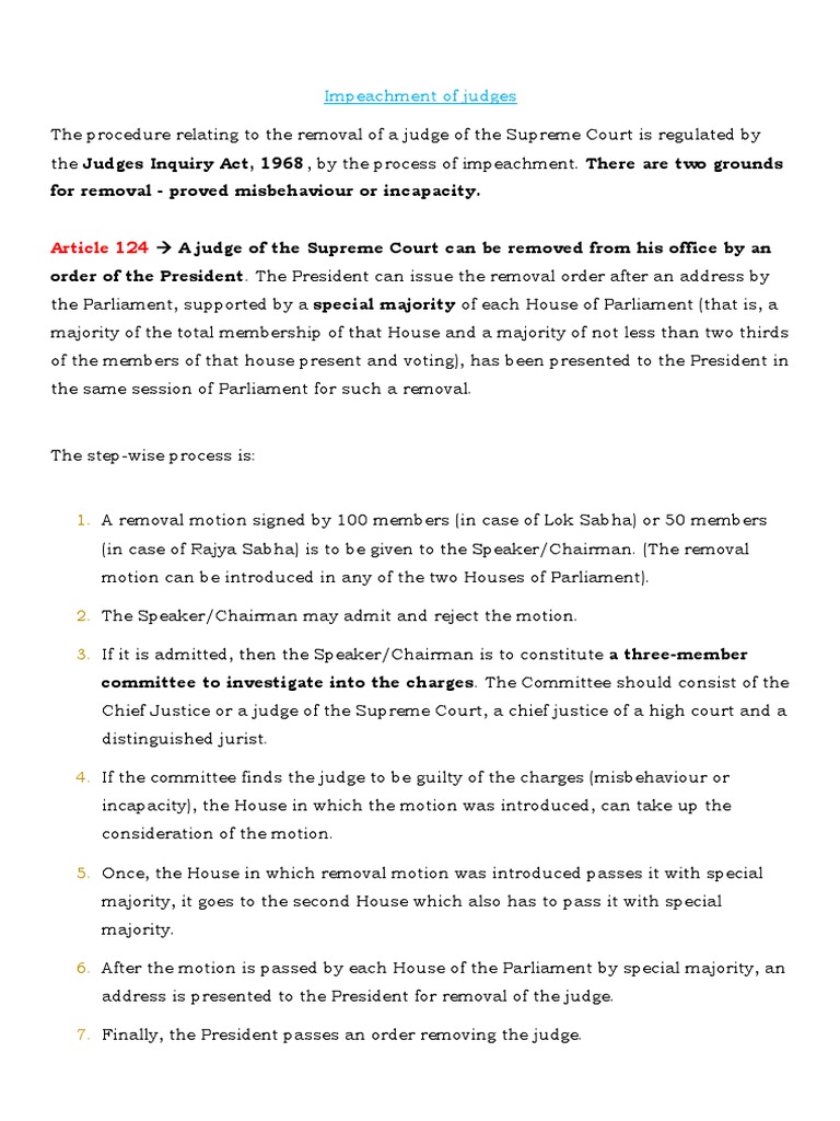 Impeachment of Judges - Justice Reddy | PDF | Supreme Court Of India ...