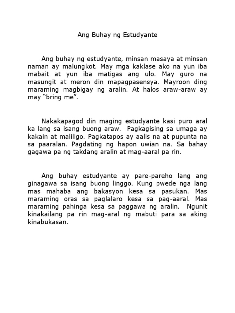Ang Buhay NG Estudyante | PDF