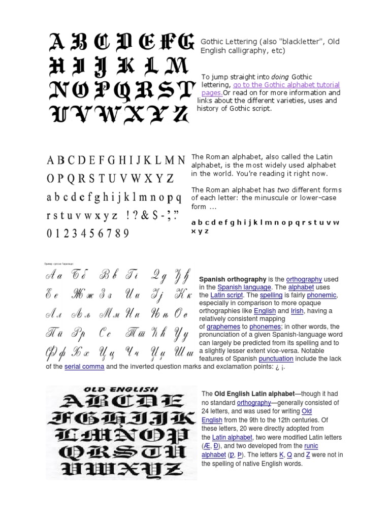 Gothic Lettering (Also "Blackletter", Old English Calligraphy, Etc ...