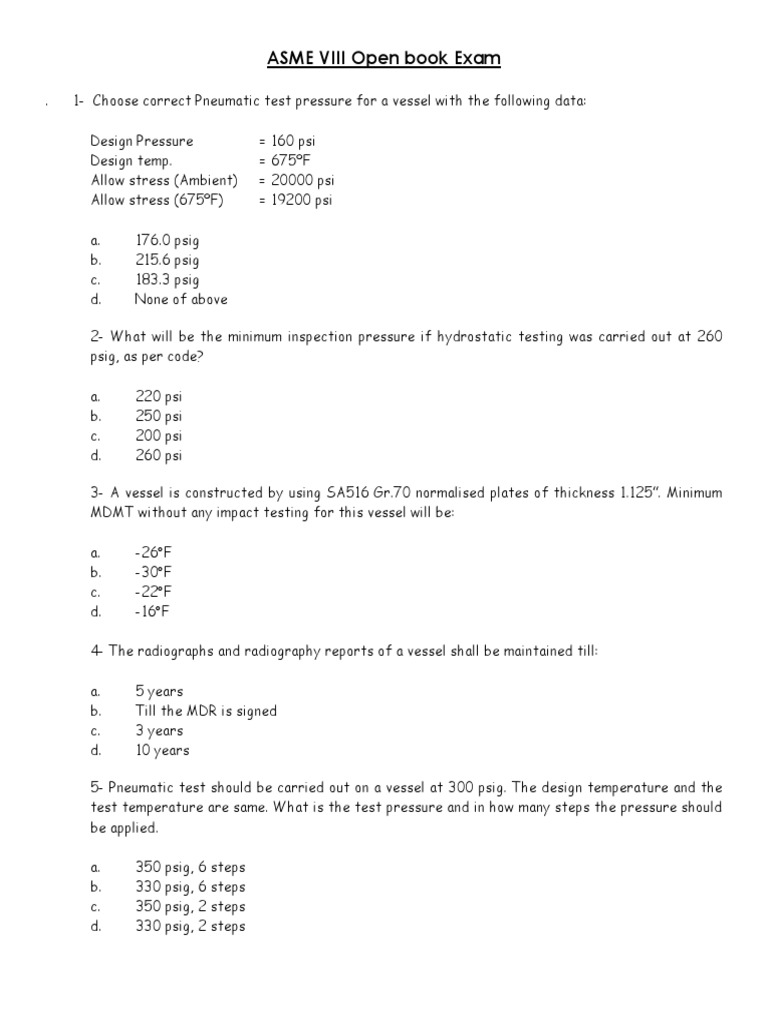 ASME VIII Open Book Exam | PDF | Welding | Construction
