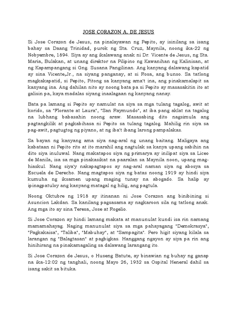 Jose Corazon de Jesus | PDF