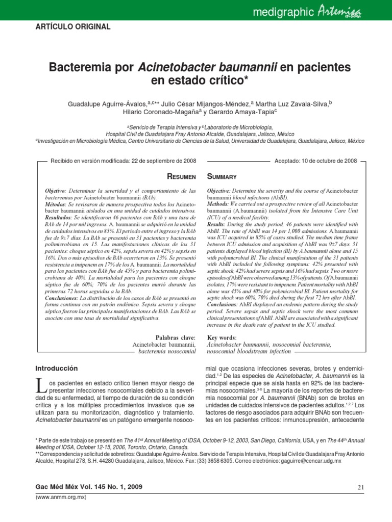 Caso Clínico 10. Acinetobacter Baumanii | PDF | Septicemia | Antibióticos