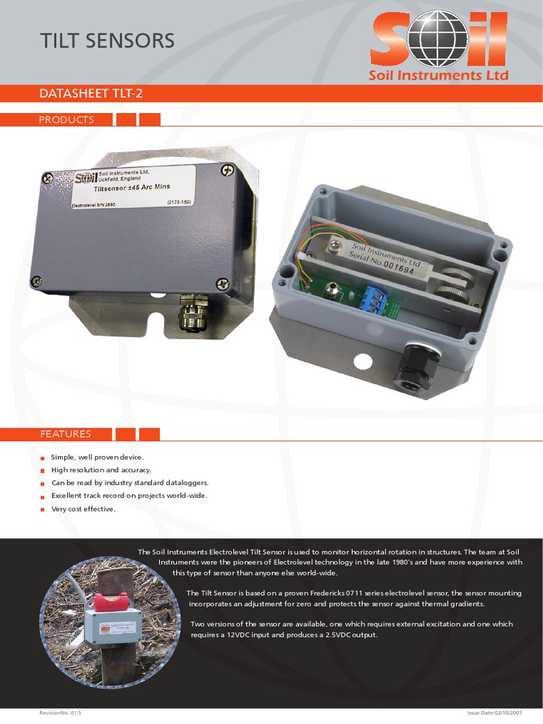 TLT-2 Tilt Sensor Rev01.5 DS | PDF | Sensor | Electrical Connector