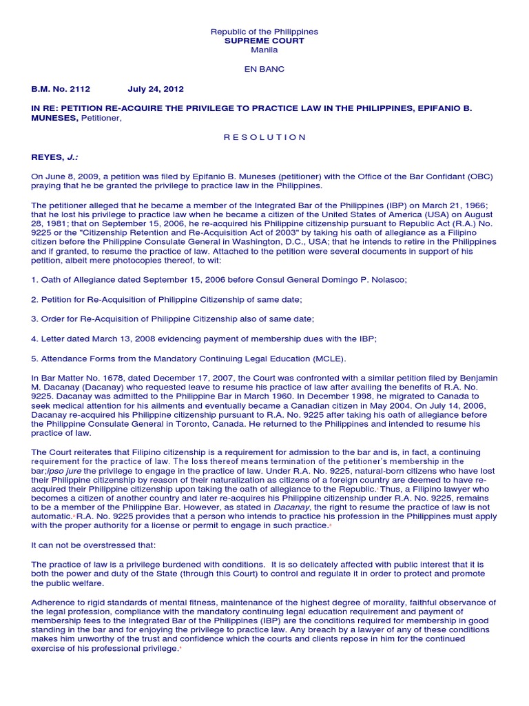 in Re Petition To Reacquire The Privilege To Practice Law | PDF ...