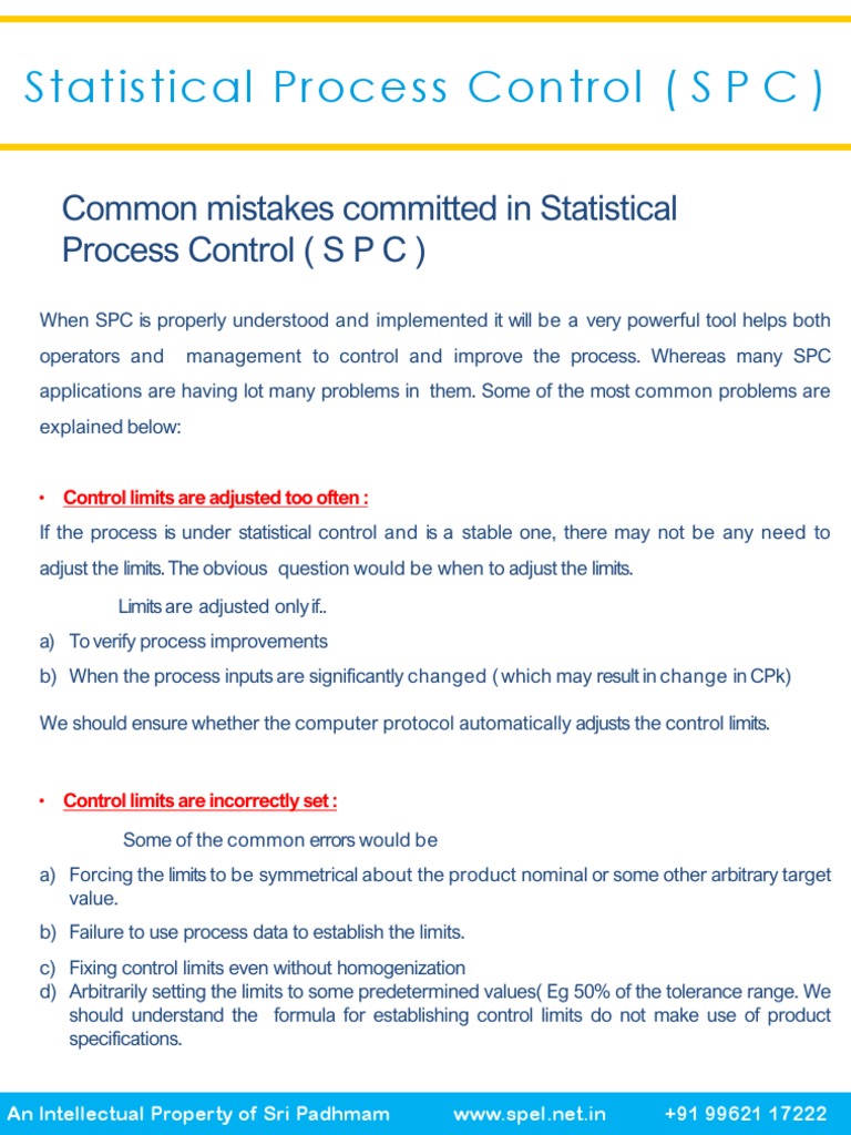 Common Mistakes Commirtted in Statistical Process Control | PDF | Process Control | Statistics