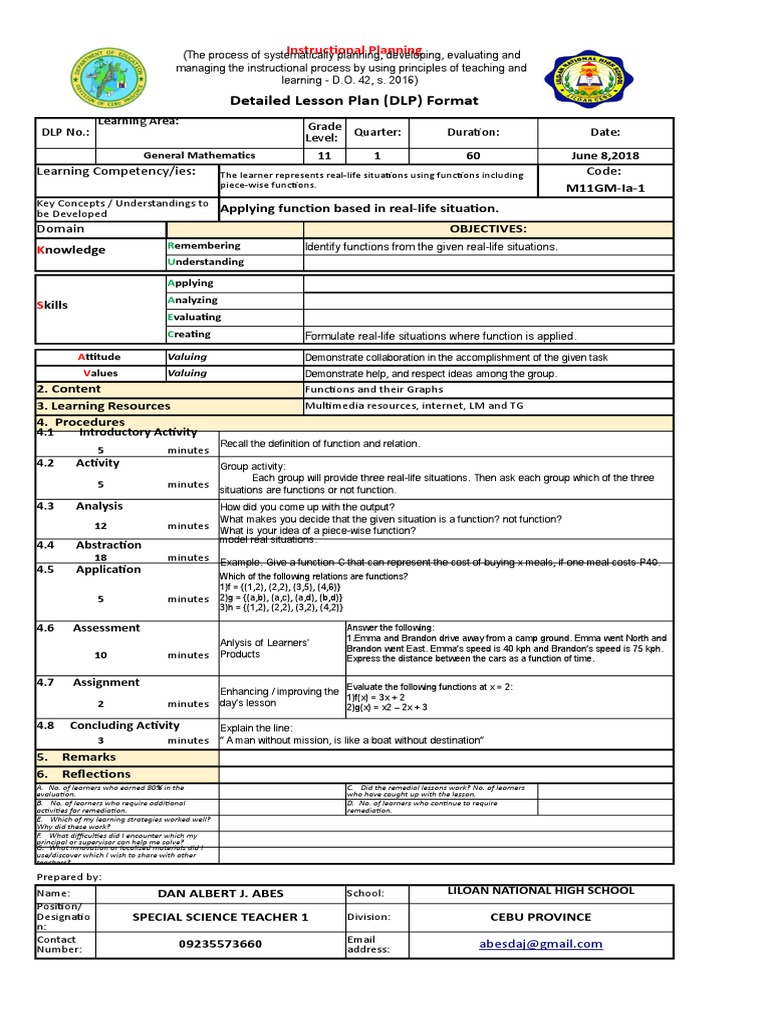GM Ia1 | PDF | Function (Mathematics) | Learning