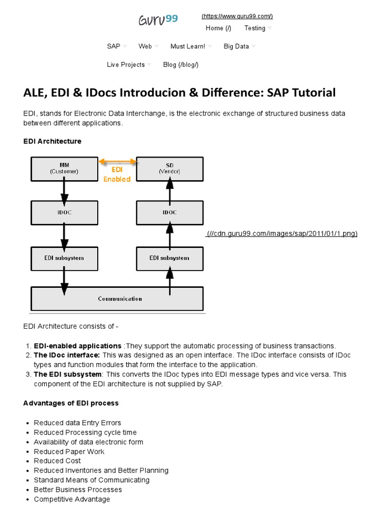 ALE, EDI, IDoc Differences in SAP | PDF | Electronic Data Interchange | Data Management