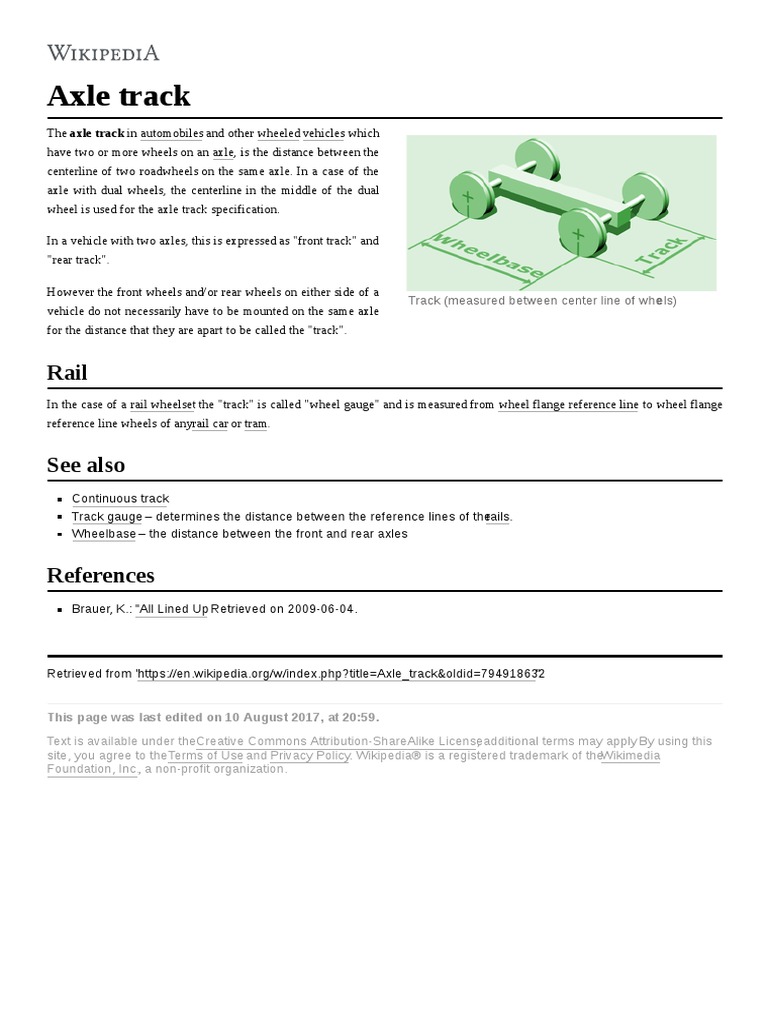Axle Track: Track (Measured Between Center Line of Wheels) | PDF