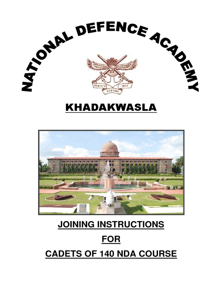 Khadakwasla: Joining Instructions FOR Cadets of 140 Nda Course | PDF | Cadet