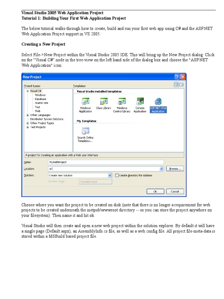 Visual Studio 2005 Web Application Project Tutorial 1: Building Your First Web Application ...
