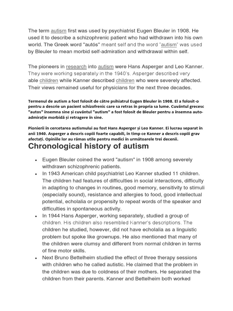 History of Autism | PDF