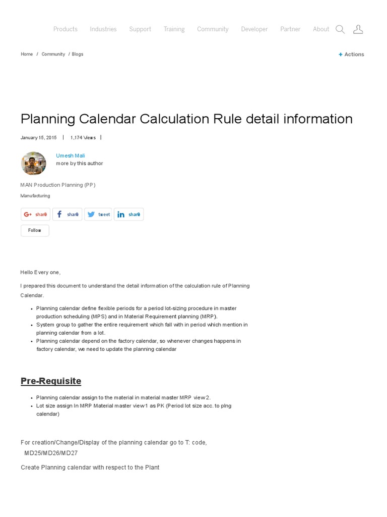 Planning Calendar Calculation Rule | Download Free PDF | Workweek And ...
