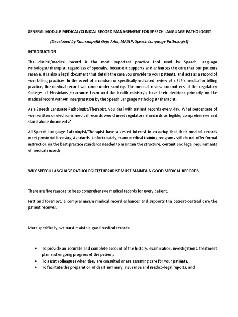 Record Keeping Management For Speech Therapist, Soap, Progress Report ...