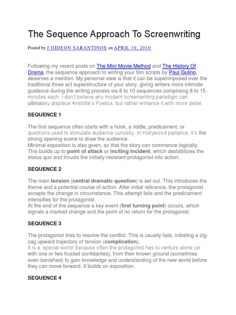 The Sequence Approach To Screenwriting | PDF | Screenwriting