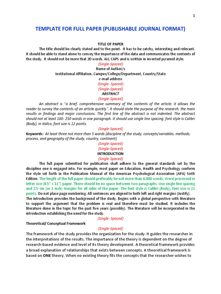 TEMPLATE Publishable Journal Format | PDF | Research Design ...