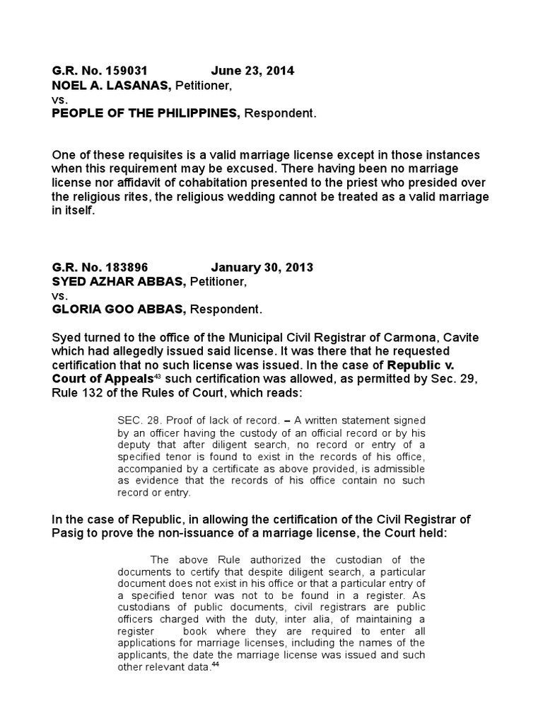 Validity of Marriage License in the Philippines | PDF | Marriage ...