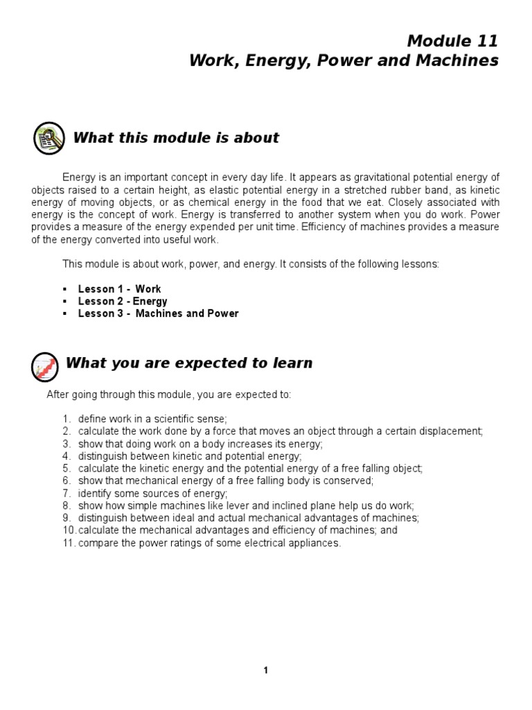 Work, Energy, and Power Concepts | PDF | Potential Energy | Fuels