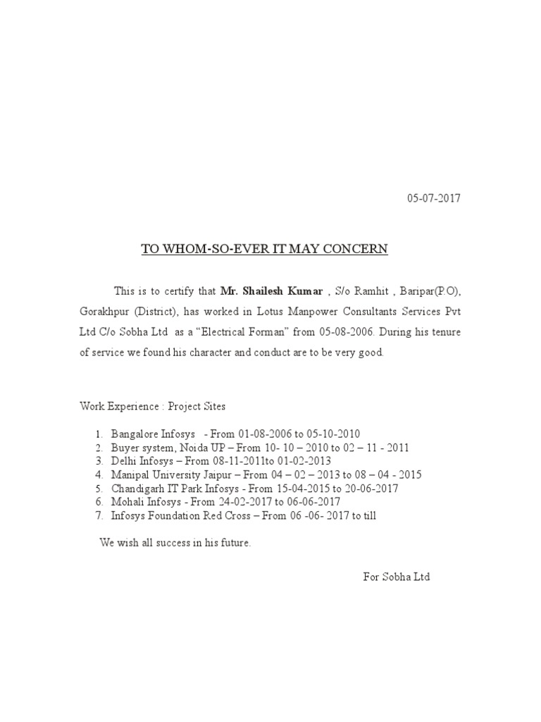 Experience Certificate 2 | PDF