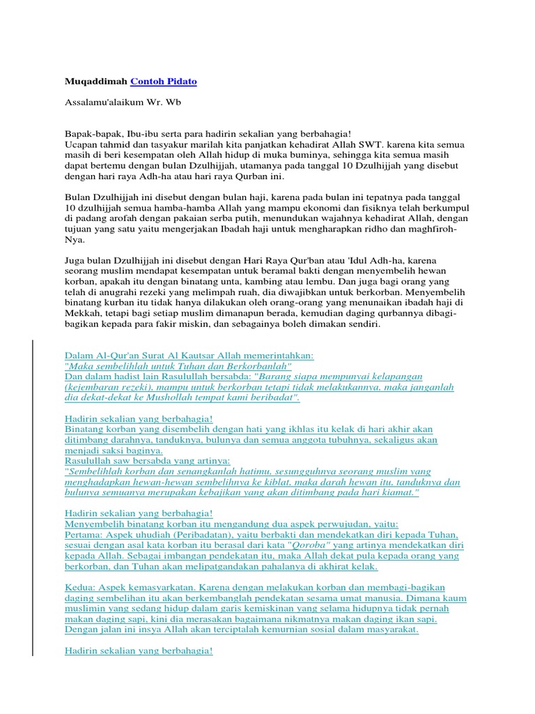 Muqaddimah Contoh Pidato | PDF | Agama & Spiritualitas