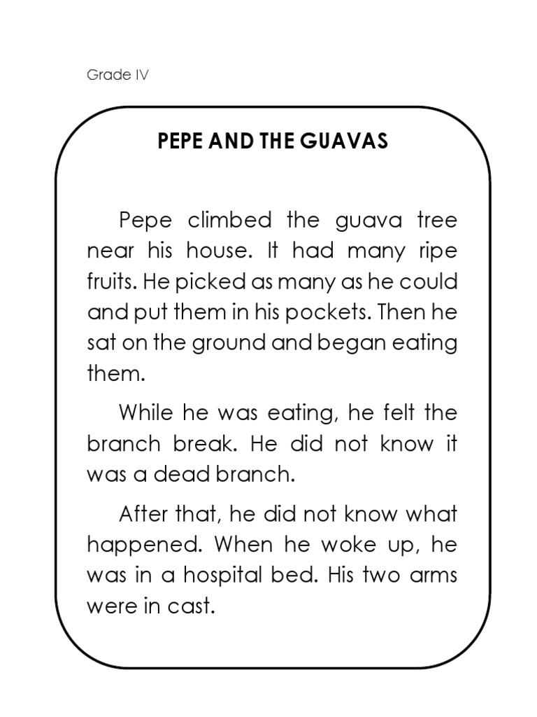 Pepe and The Guavas: Grade IV | PDF