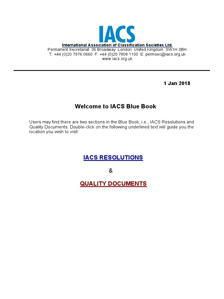 IACS Blue Book Overview and Updates | PDF