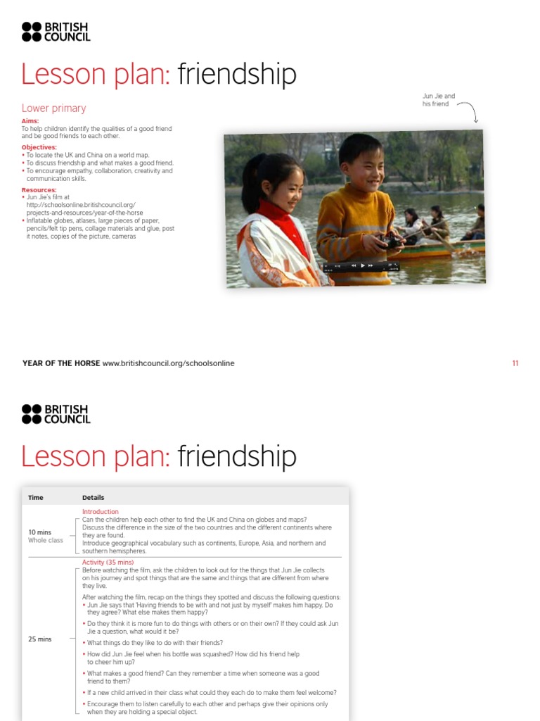 Lesson Plan 2 - Friendship | PDF | Cognition | Communication