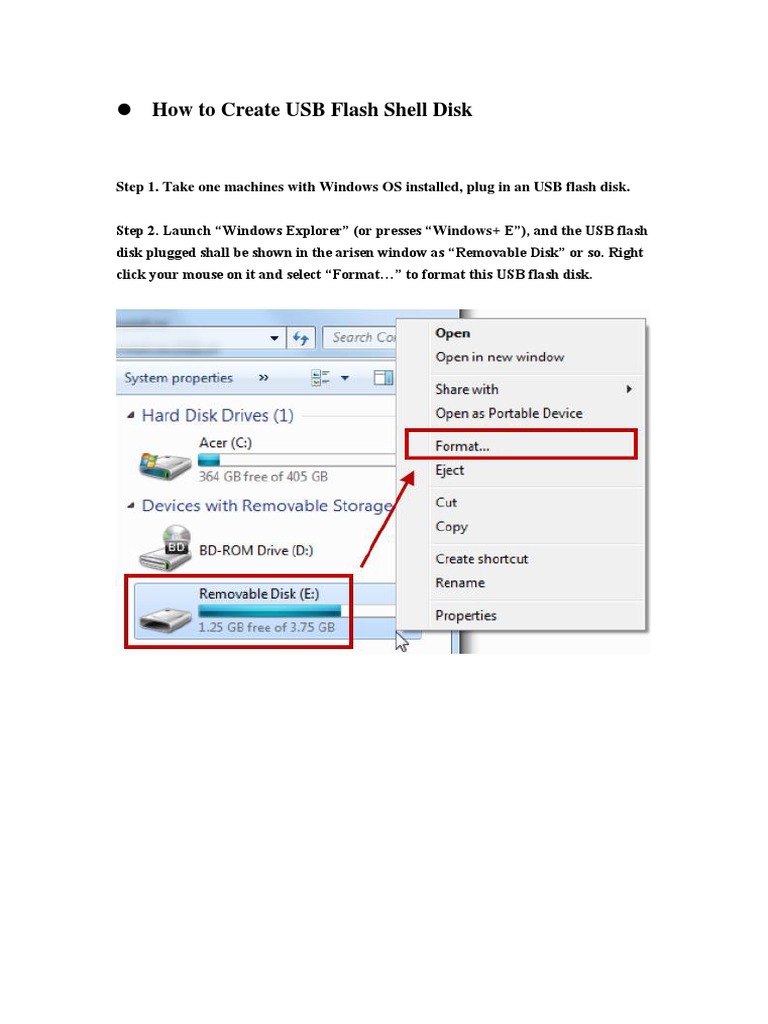 How To Create USB Flash Shell Disk | PDF | Booting | Bios