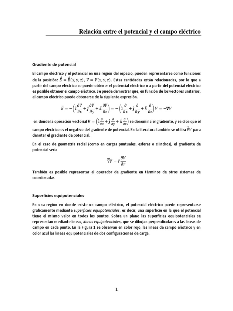 Gradiente de Potencial y Campo Eléctrico | PDF | Campo eléctrico ...