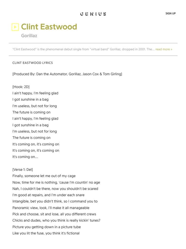 Clint Eastwood Gorillaz Lyrics