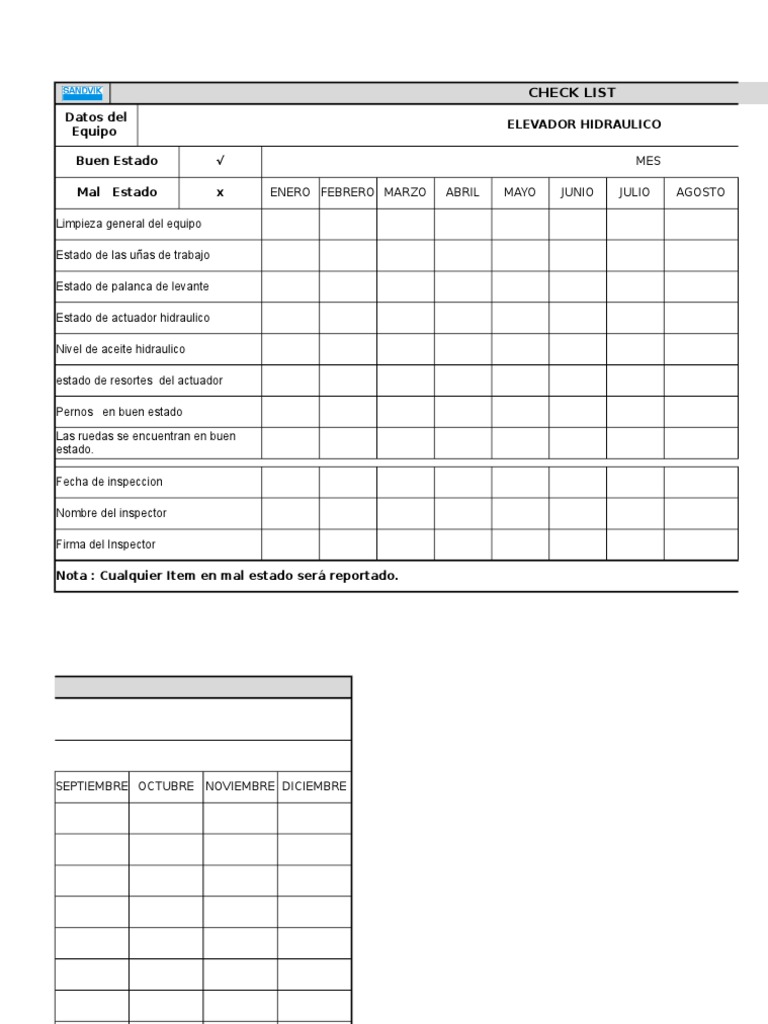 Check List Elevador Hidraulico (1) | Ascensor | Ingeniería