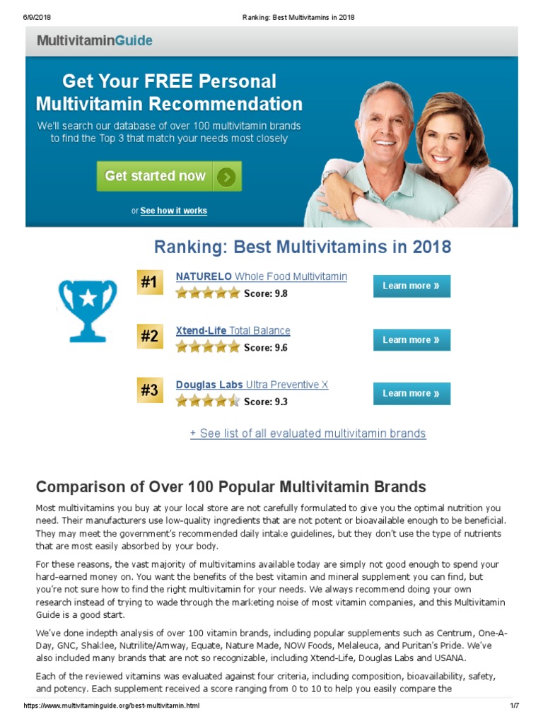 Ranking - Best Multivitamins in 2018 | PDF | Dietary Supplements | Vitamin
