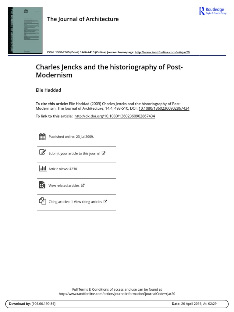 Charles Jencks and The Historiography of Post Modernism | PDF ...