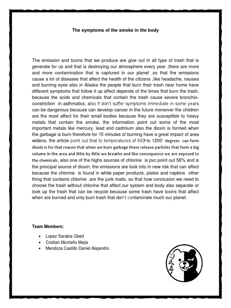 The Symptoms of The Smoke in The Body | PDF