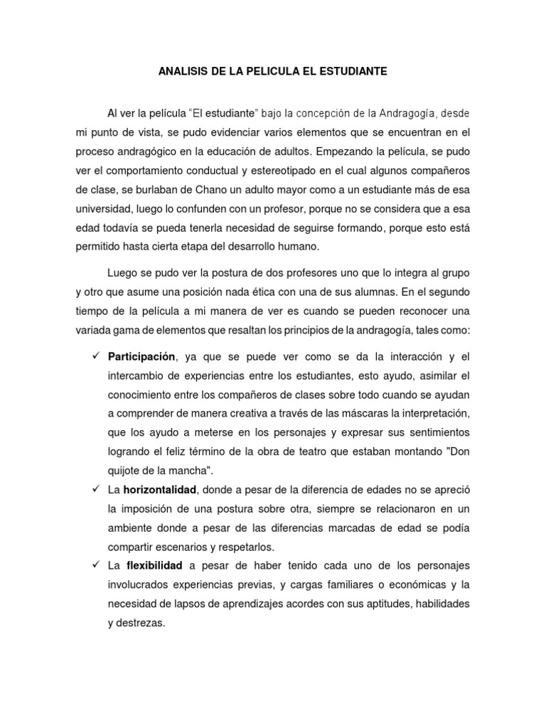 Pelicula El Estudiante | PDF | Adultos | Ciencias del comportamiento