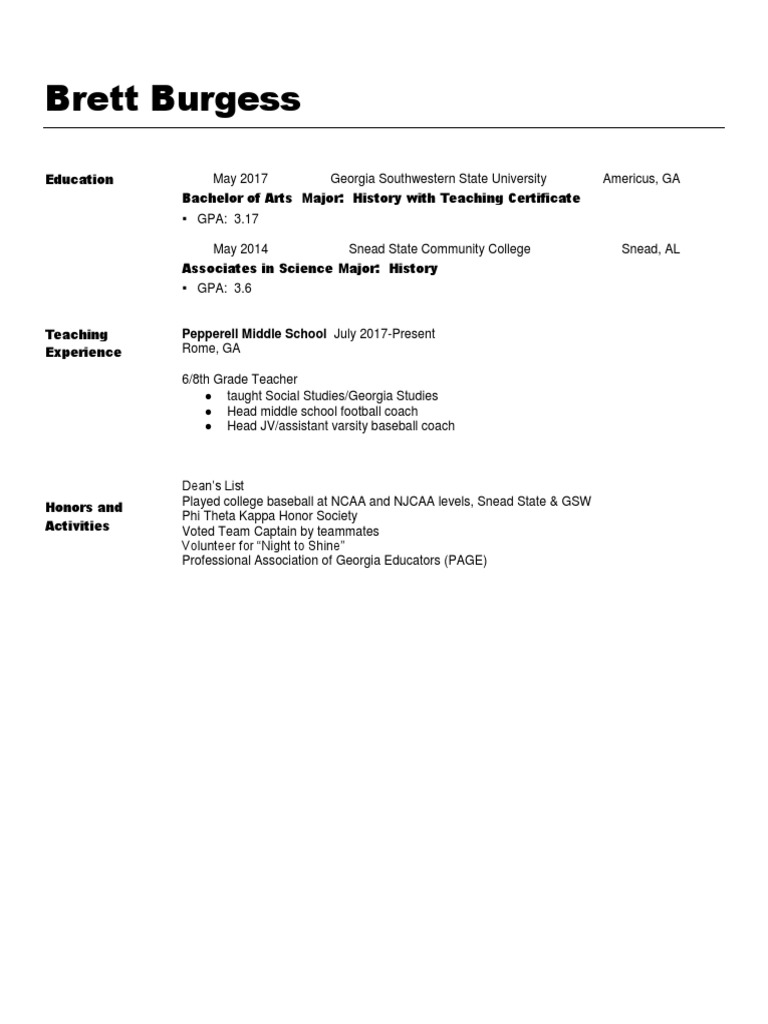 Brett Burgess Resume | PDF