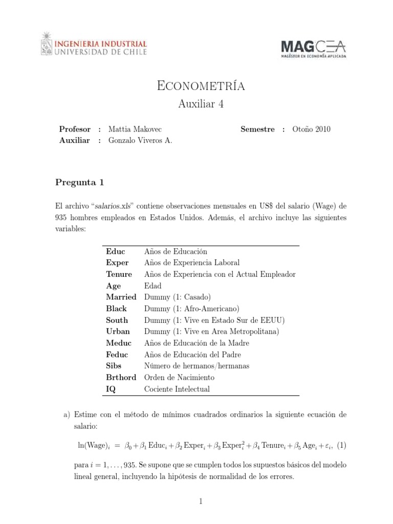 Econometria | PDF | Econometría | Mínimos cuadrados ordinarios