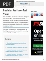 NETA Insulation Resistance Test Values | PDF