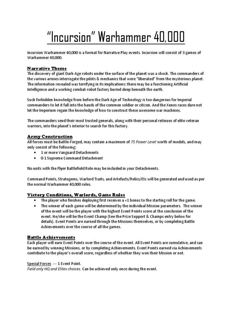 Incursion Warhammer 40K | PDF | Leisure | Sports