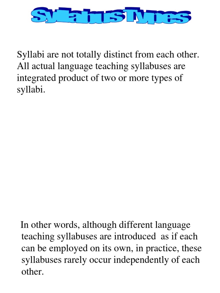 Types of Syllabi (1) 13 | PDF | Syllabus | English As A Second Or ...