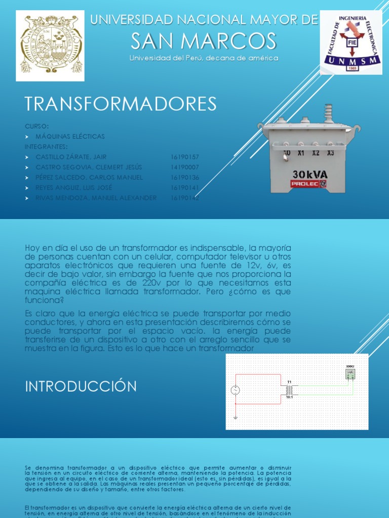 Exposicion de Transformadores | PDF | Transformador | Inductor