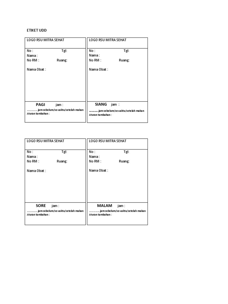 ETIKET Obat Unit Dose Dispensing Di Rumah Sakit | PDF